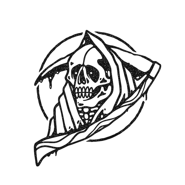 Ominous Reaper Silhouette with Scythe and Haunting Motif | Jiffy Designs