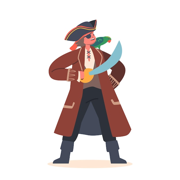 Dashing Pirate in Vibrant Coat Wielding Sword | Jiffy Designs