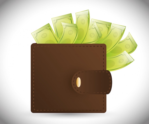 Stylized Illustration of Wallet with Cash Fanning Out | Jiffy Designs