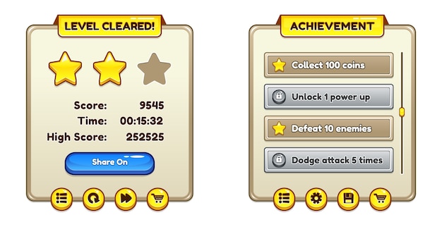 Level Cleared and Achievement Unlocked in Retro Game Interface | Jiffy ...