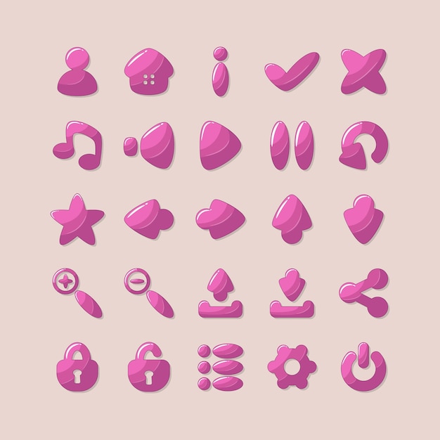 Vibrant Assortment of Playful Pink Icons and Symbols | Jiffy Designs