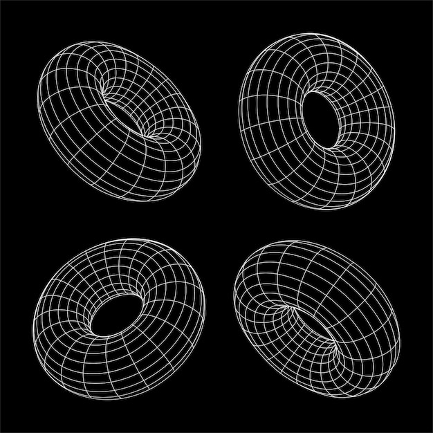 Elegant Geometric Torus Shapes in Minimalist Wireframe Design | Jiffy ...