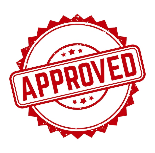 Red Approved Stamp with Stars and Circular Design | Jiffy Designs