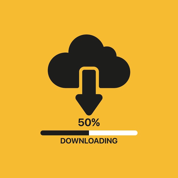 Cloud Download Progress Indicator on Vibrant Yellow Background | Jiffy ...