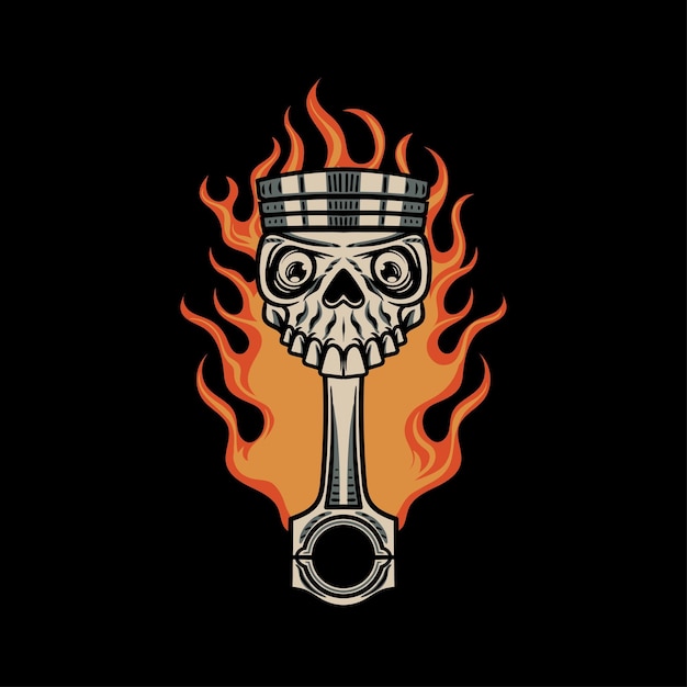 Fiery Skull and Wrench Emblem with Flames | Jiffy Designs
