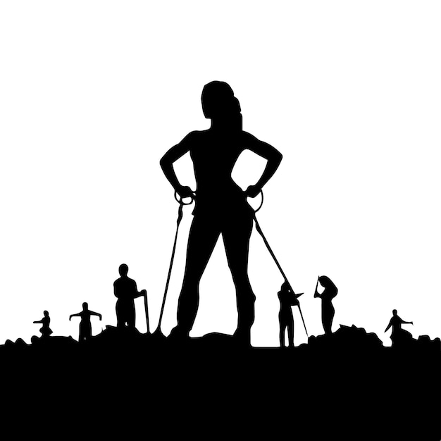 Silhouetted Figure Towering Over Miniature People | Jiffy Designs