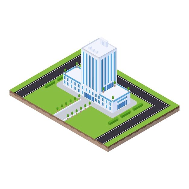 Sleek and Modern Isometric Office Building with Striking Architecture ...