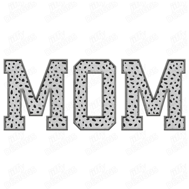 'Mom' Dotted Typography in Bold Metallic Letters | Jiffy Designs