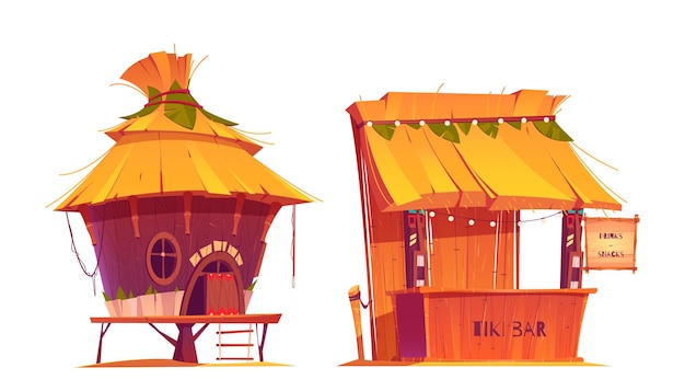Vibrant and Whimsical Tiki Bar and Hut Illustrations | Jiffy Designs