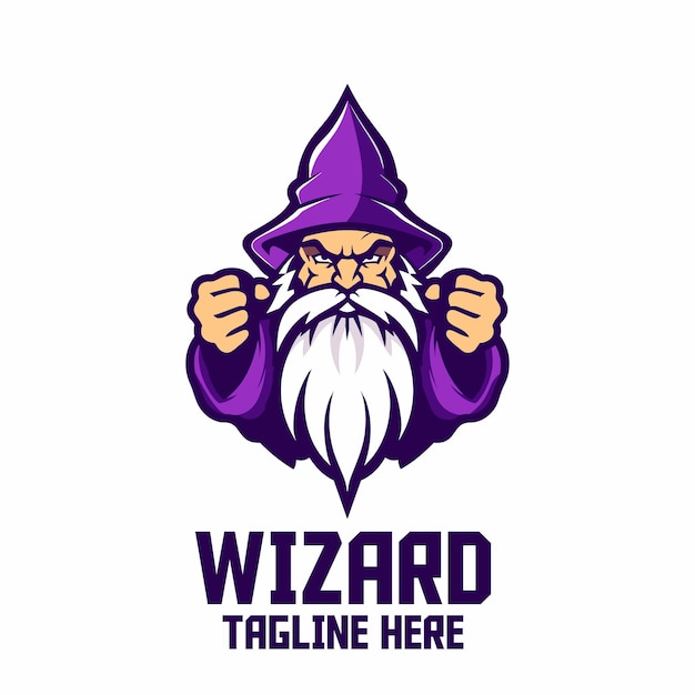 Powerful Wizard Mascot with Flowing Beard and Piercing Gaze | Jiffy Designs