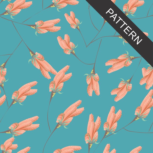 Vibrant Coral Praying Mantis Pattern on Teal Background | Jiffy Designs
