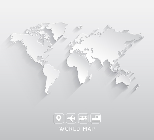 Minimalist Monochrome World Map with Distinct Continents | Jiffy Designs