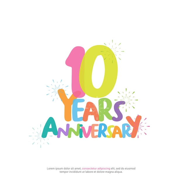 Colorful 10th Anniversary Celebration with Confetti Bursts | Jiffy Designs
