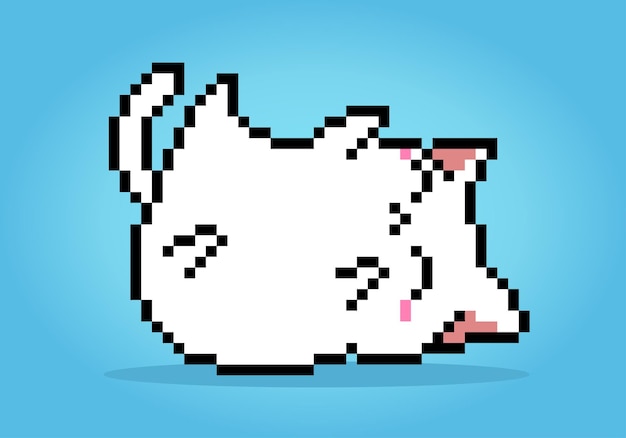 Adorable Pixel Art Kitty on Vibrant Blue Background | Jiffy Designs