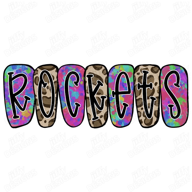 'Rockets' Funky Lettering with Vibrant Patterns and Animal Prints ...
