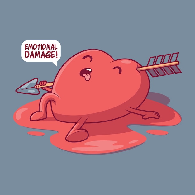 Wounded Heart Expressing Emotional Damage in Cartoon Style | Jiffy Designs