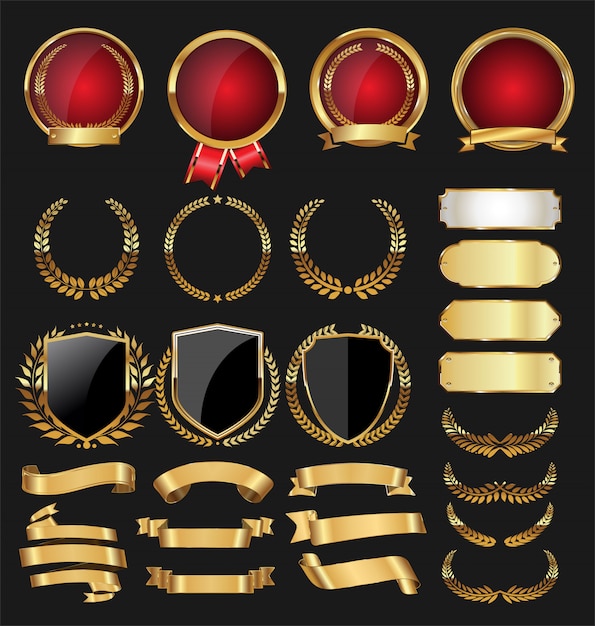 Elegant Gold and Red Emblem Collection for Branding and Design | Jiffy ...
