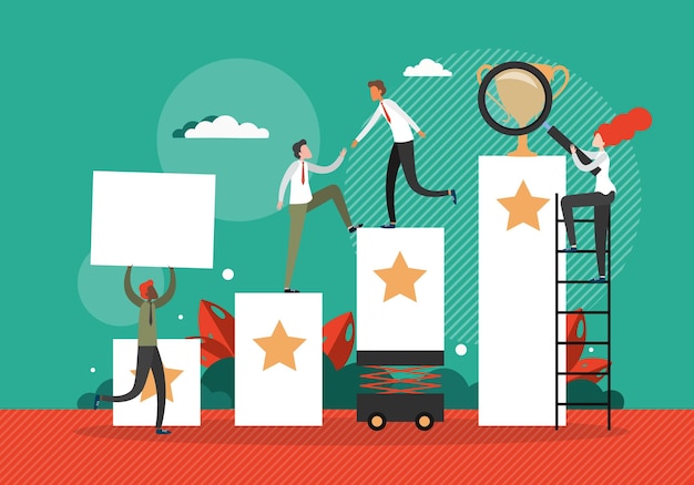 Climbing the Ladder of Success: Teamwork and Ambition Illustrated ...