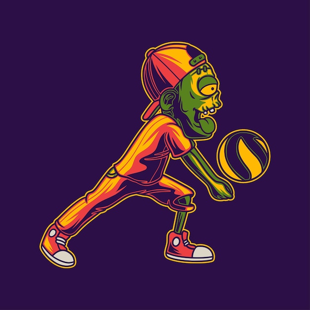 Vibrant Alien Basketball Player in Striking Neon Uniform | Jiffy Designs