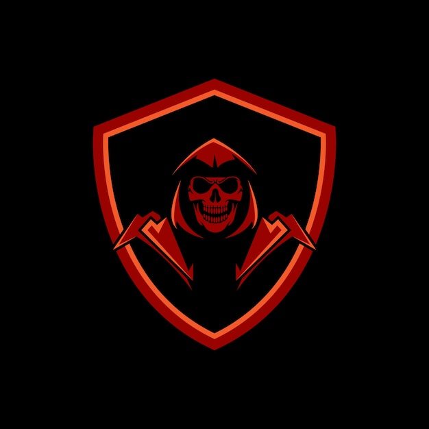 Ominous Skull Emblem in Fiery Red and Black | Jiffy Designs