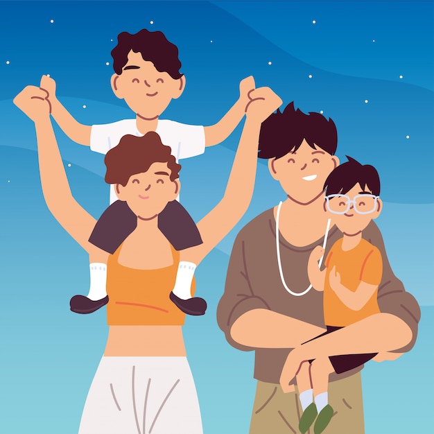 Joyful Family Embracing Under Starry Night Sky | Jiffy Designs