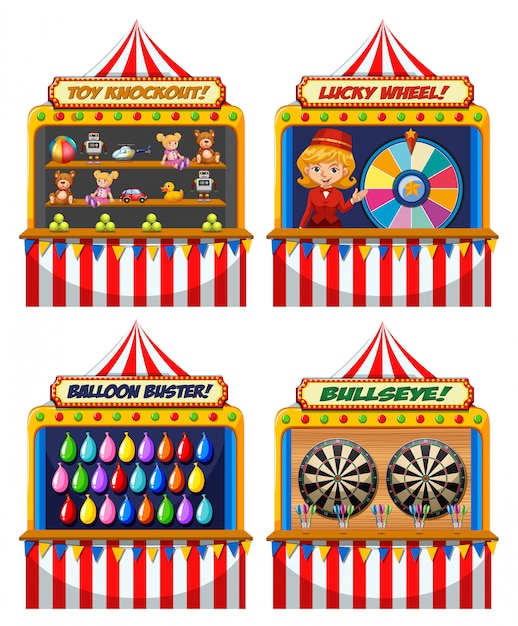 Vibrant Carnival Game Booth Vector Illustrations Collection | Jiffy Designs