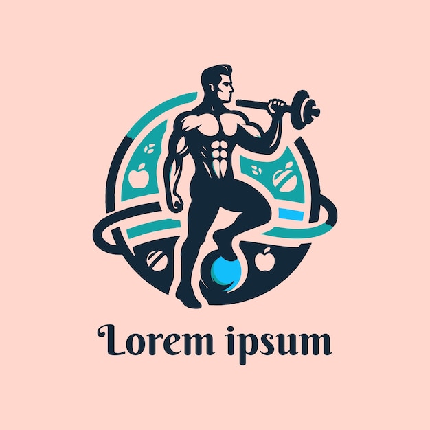 Muscular Athlete Lifting Weights in Retro Geometric Design | Jiffy Designs