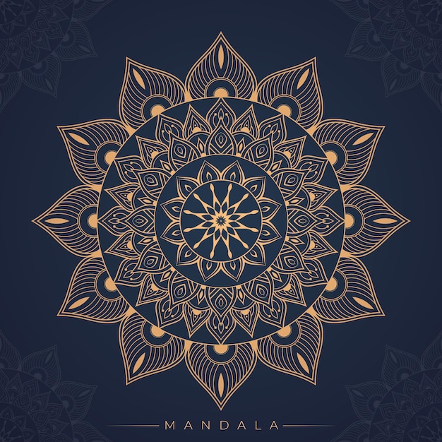 Intricate Golden Mandala Bloom on Midnight Backdrop | Jiffy Designs