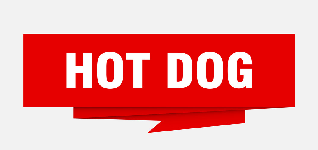 Hot Dog Sign. Hot Dog Paper Origami Speech Bubble. Hot Dog Tag. Hot Dog ...