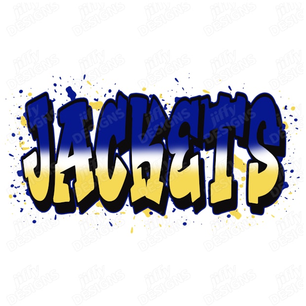 'Jackets' Graffiti-Style Lettering with Vibrant Blue and Yellow ...