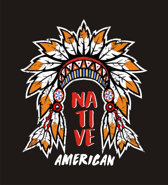 Native American Headdress Design with 'Native American' Text | Jiffy ...