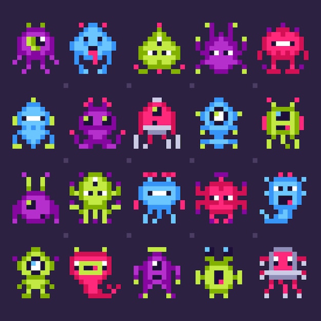Vibrant Pixel Art Monsters: A Diverse Collection of Quirky Creatures ...