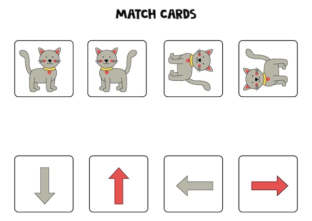 Charming Feline Match Card Collection with Directional Symbols | Jiffy ...