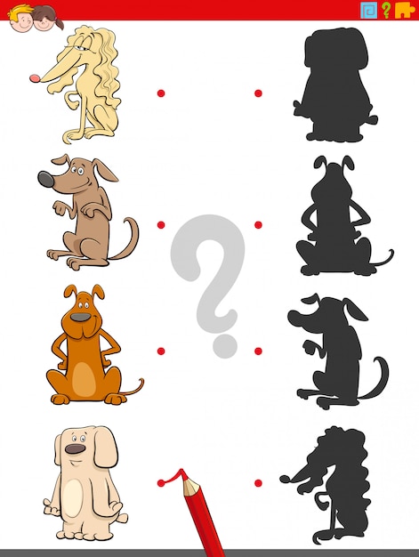 Delightful Canine Companions: Matching Cartoon Dogs and Silhouettes ...