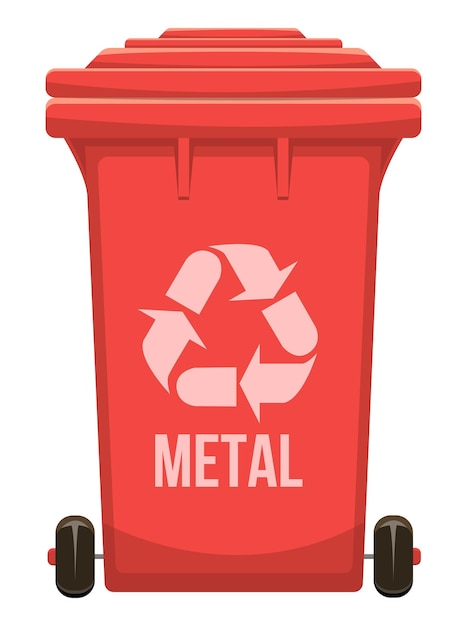 Vibrant Red Metal Recycling Bin with Recycling Symbol | Jiffy Designs