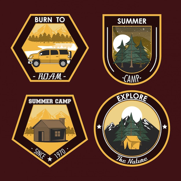 Vibrant Outdoor Adventure Emblems Celebrating the Summer Season | Jiffy ...