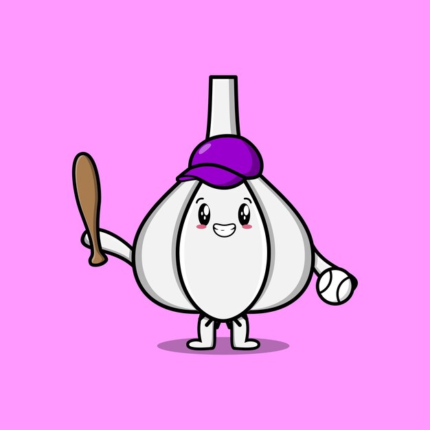Adorable Garlic Mascot with Wooden Spoon | Jiffy Designs