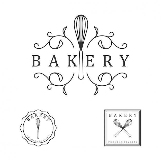 Elegant Bakery Logo with Whisk and Ornate Flourishes | Jiffy Designs