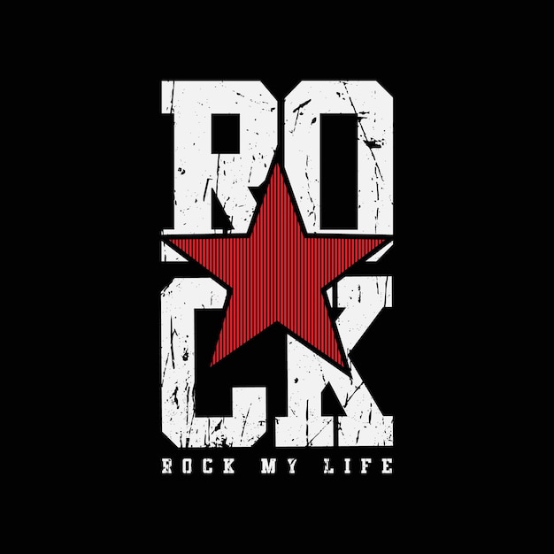 Grungy Red Star and Bold Text Rock My Life | Jiffy Designs