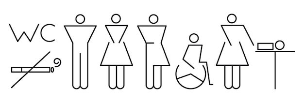 Diverse Pictogram Icons Representing Inclusive Restroom Signage | Jiffy ...