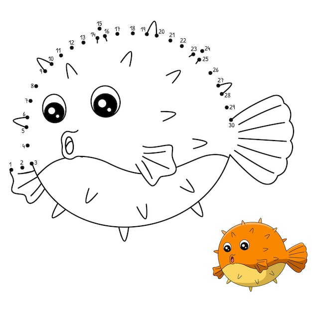 Charming Puffer Fish: A Whimsical Dot-to-Dot Adventure | Jiffy Designs