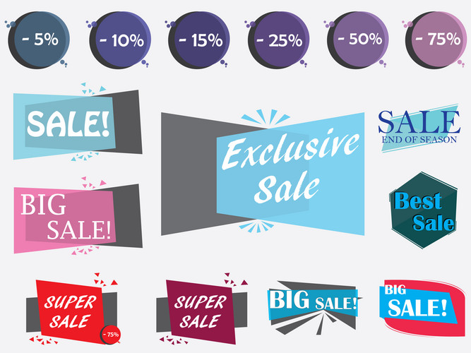 Sale Design Elements Illustrated On White | Jiffy Designs