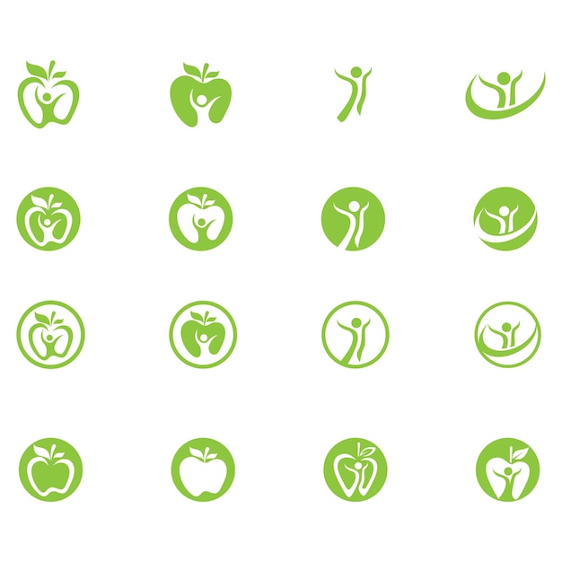 Vibrant Green Apple Symbols for Healthy Lifestyle Branding | Jiffy Designs