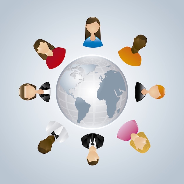 Diverse People Surrounding the Globe - Multicultural Unity Illustration ...