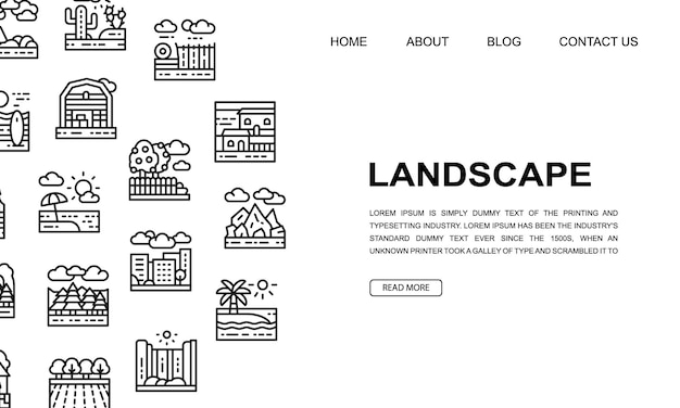 Diverse Landscape Icons and Elements in Minimalist Style | Jiffy Designs