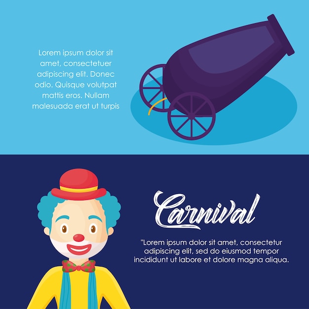 Vibrant Carnival Themed Illustration with Cannon and Clown | Jiffy Designs