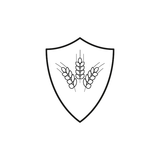 Wheat Stalks Emblem on Heraldic Shield | Jiffy Designs