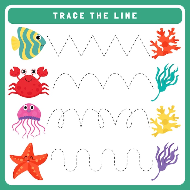 Vibrant Underwater Creatures Invite Tracing Practice | Jiffy Designs