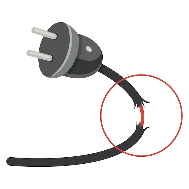 Black Power Cord with Cracked White Plastic Connector | Jiffy Designs