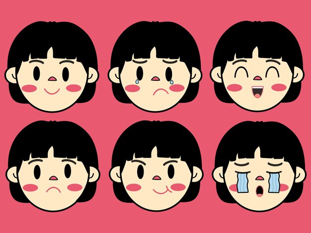 Expressive Anime Faces: A Vibrant Emotional Mosaic | Jiffy Designs